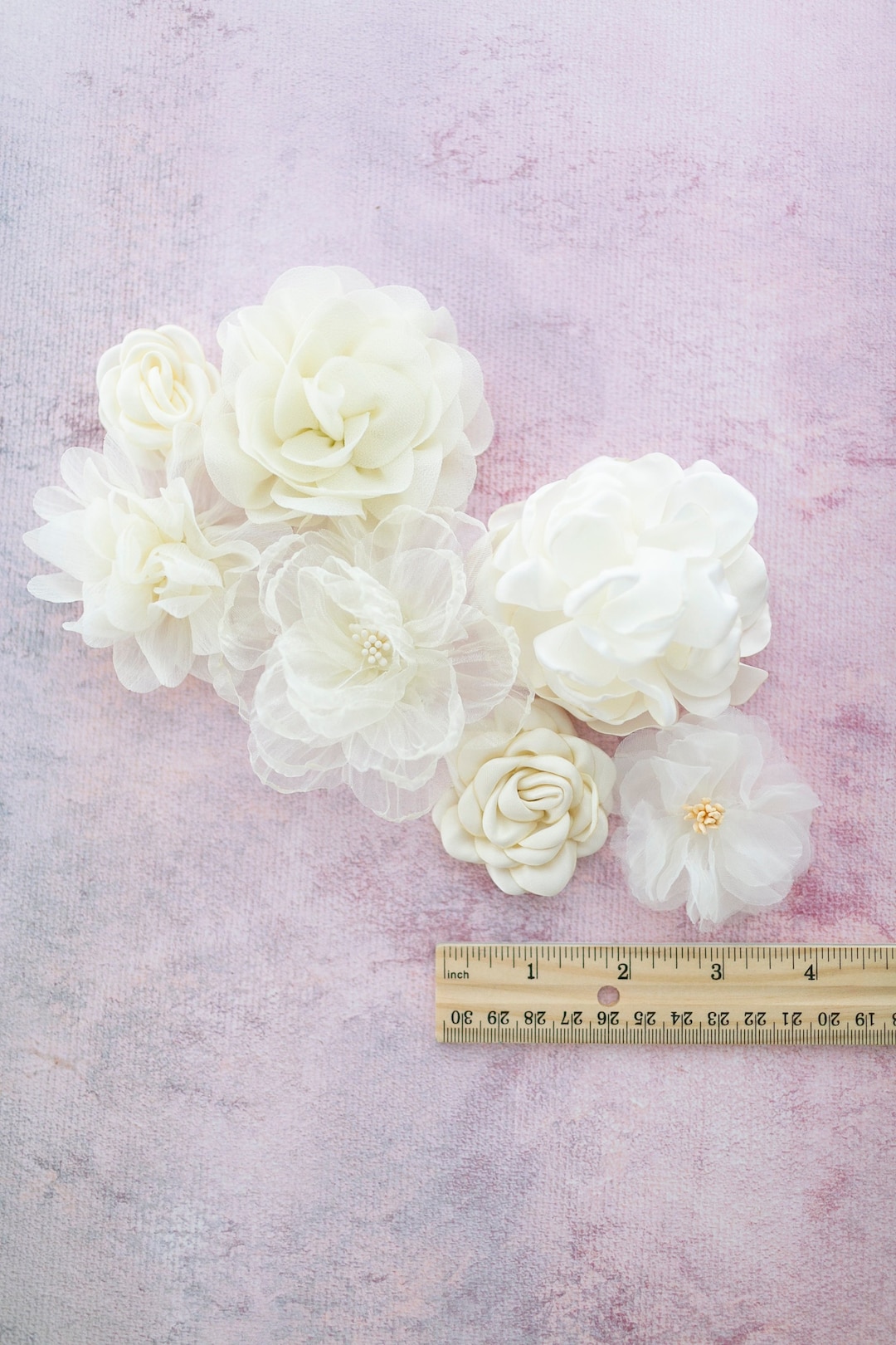 Fabric Flower Variety Bundle | Ivory Flower Pack | Whimsical Soft Ivory ...