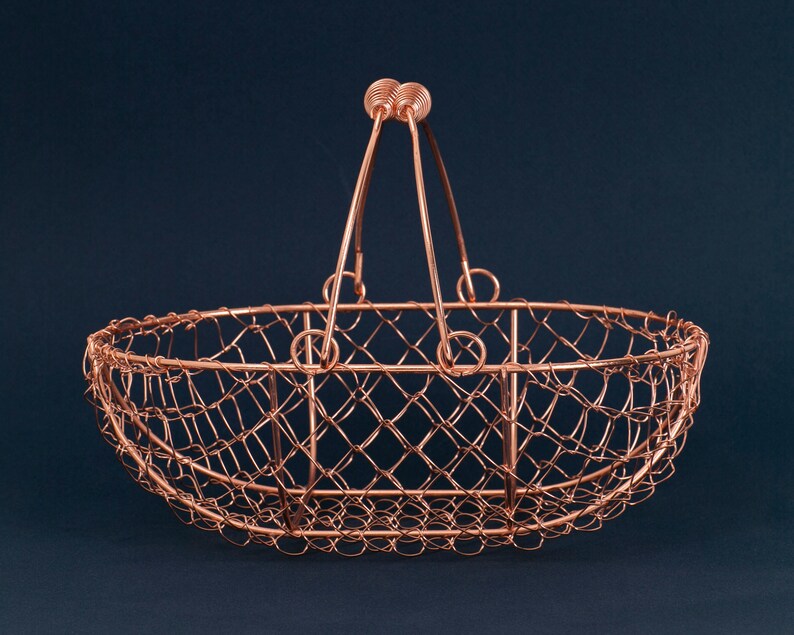 Copper Wire Rose Gold Metal Basket Shallow Pink Double Swing - Etsy