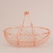 Copper Wire Rose Gold Metal Basket Shallow Pink Double Swing Handle ...