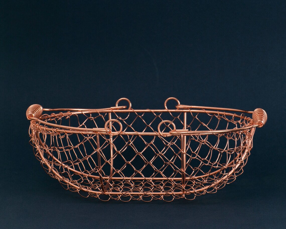 Copper Wire Rose Gold Metal Basket Shallow Pink Double Swing | Etsy
