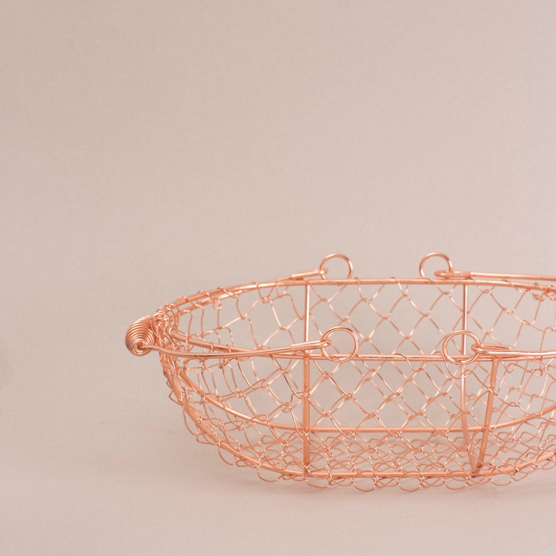 Copper Wire Rose Gold Metal Basket Shallow Pink Double Swing - Etsy
