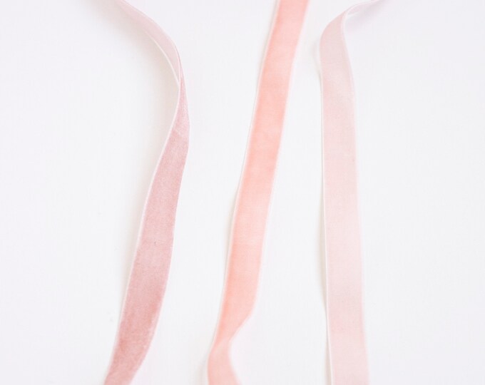 3/4 Velvet Ribbon by the Yard Blush Pink Finished Single Sided Velvet ...