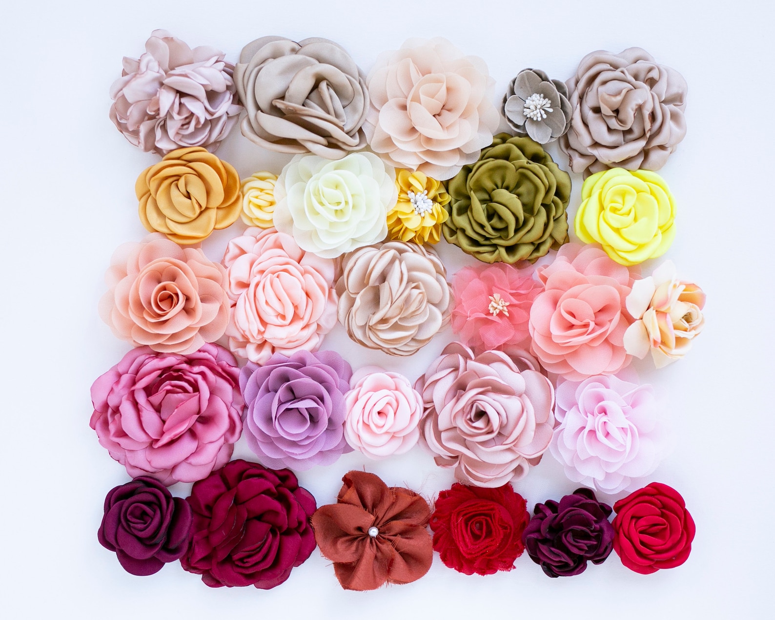 Fabric Flower Grab Bag: Assorted Millinery Flowers, DIY Embellishments ...