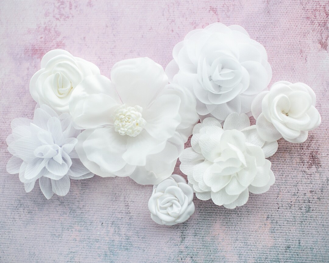Fabric Flower Variety Bundle Wedding Whites Fabric Flower - Etsy