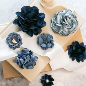 Fabric Flower Variety Bundle | Midnight Blue Flower Pack | Navy Blue ...