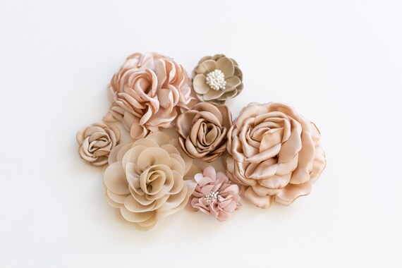 Fabric Flower Variety Bundle Beige Flower Pack Neutral Tan - Etsy