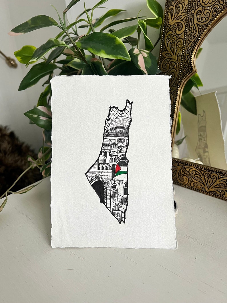 Palestine Map Art Print Hand Drawn - Etsy