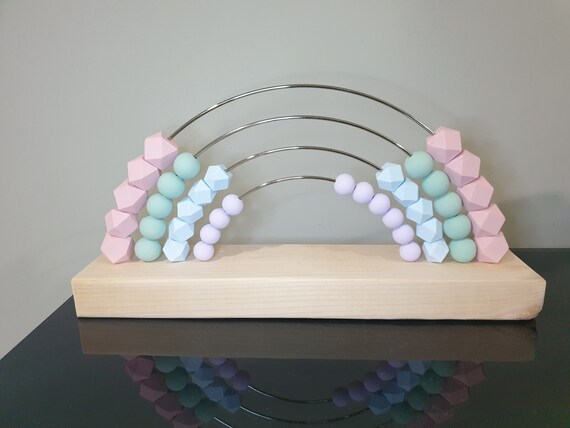 Nautral Wood Pastel Rainbow Abacus / Baby Nursery Toy / Gender | Etsy