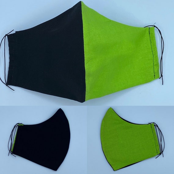 Black and Lime Green Face Mask With Integrated Non-woven | Etsy