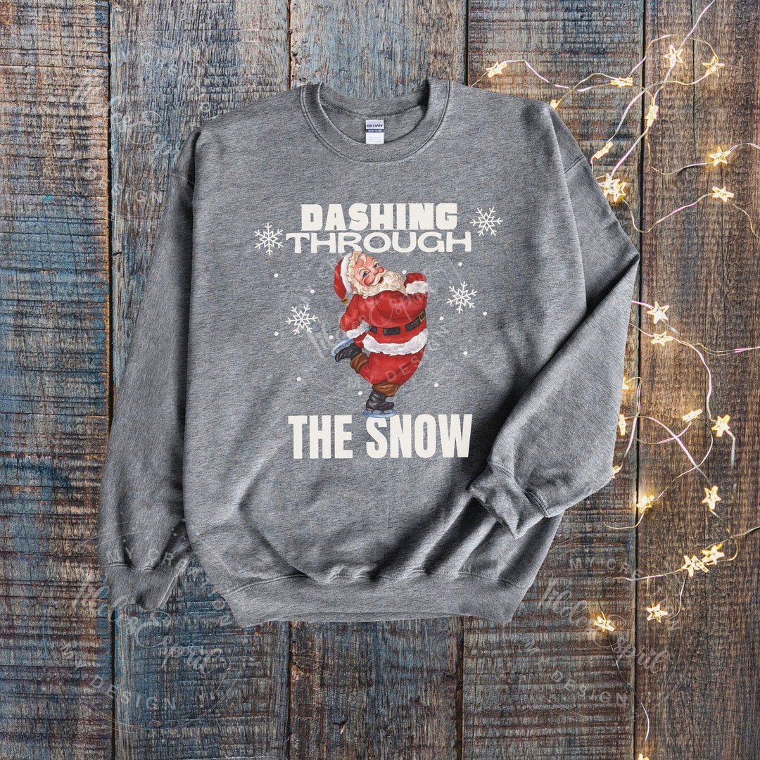 Santa Clause Skating Winter Pullover Sweatshirt, Cute Holiday Retro ...