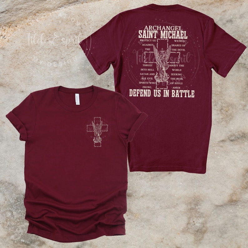 Archangel Saint Michael Cross Catholic Prayer Devotion Religious Tshirt ...