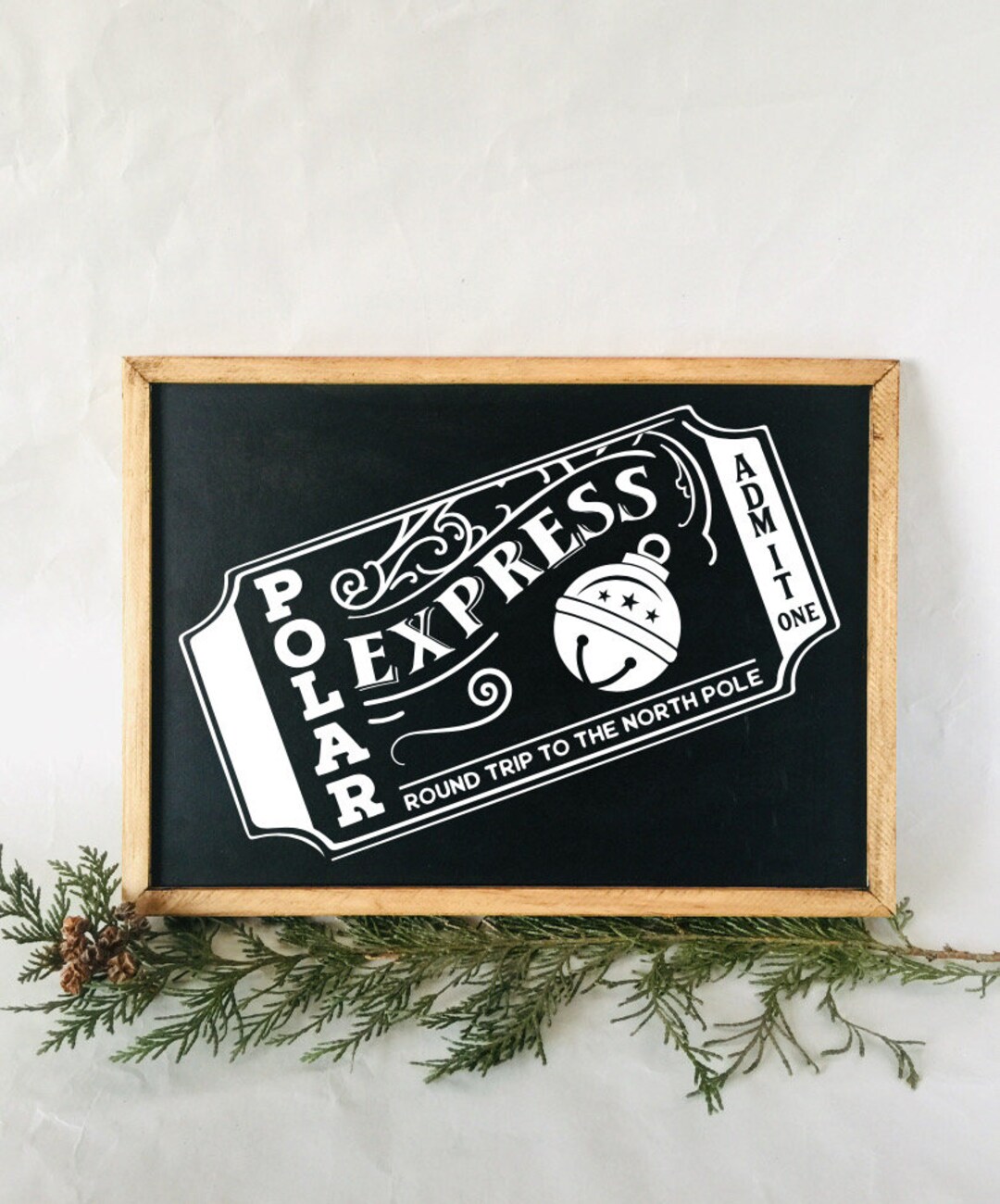The Polar Express Ticket Blackboard Style Sign , Bell, Train Ticket ...