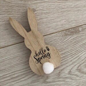 Freestanding Hello Spring Wooden Bunny Decoration Uk ,hello Spring ...
