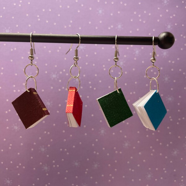 Book Earrings - Etsy