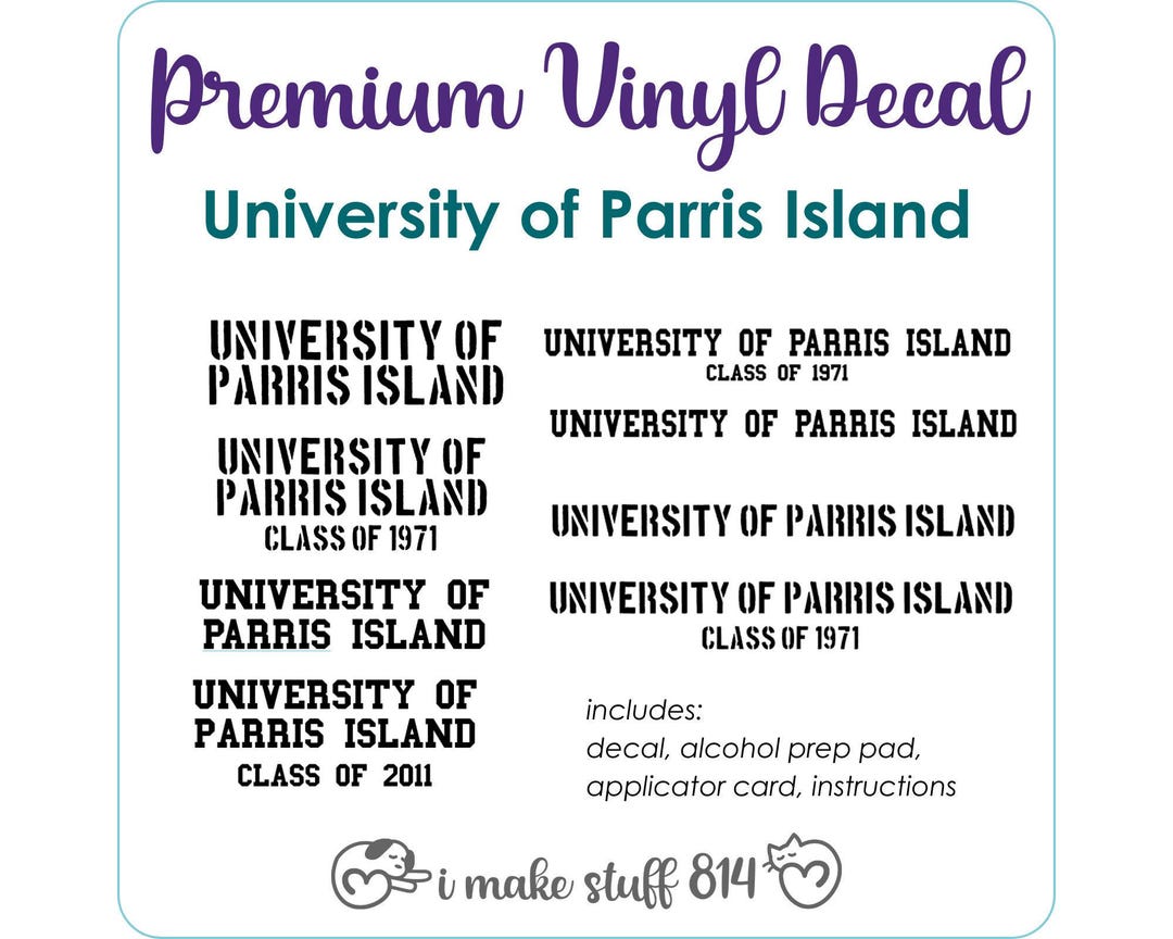 USMC Car Decal for Men, University of Parris Island, Boot Camp ...