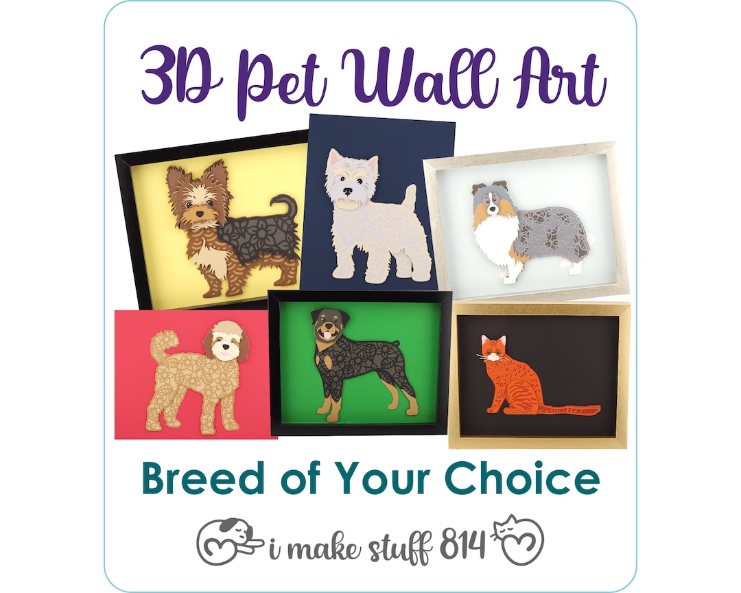 3D Layered Paper Pet Art, Laser Cut Paper Art, Gift for Dog Mom, Decor ...