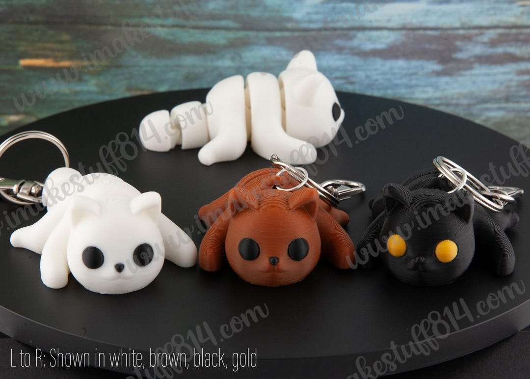 Cat 3d Printed Keychain, Just Because Gift for Cat Mom, 3d Cat, Bag ...