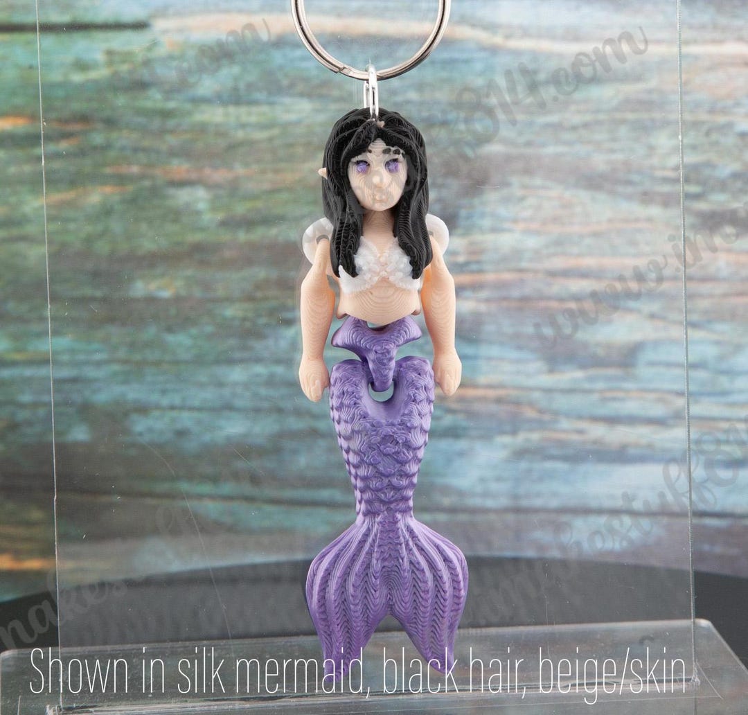 Tiny Mermaid 3d Printed Keychain, Just Because Gift for Her, Mermaid ...