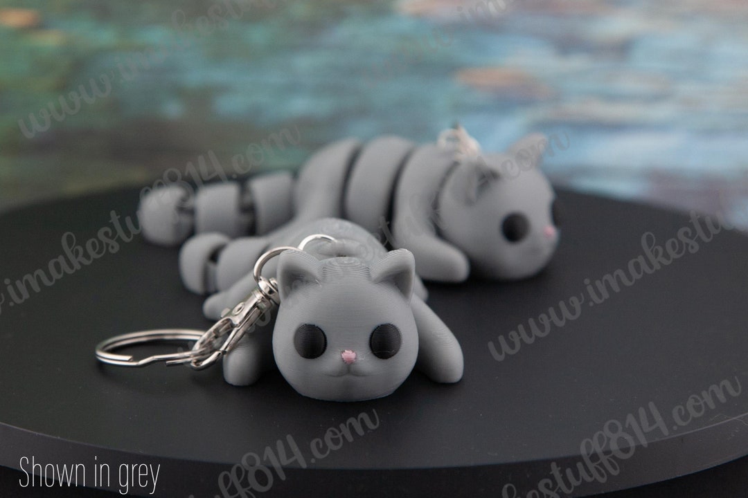 Cat 3d Printed Keychain, Just Because Gift for Cat Mom, 3d Cat, Bag ...