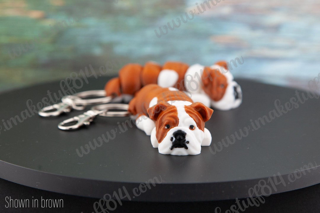 English Bulldog 3d Printed Keychain, Just Because Gift for Dog Lover ...