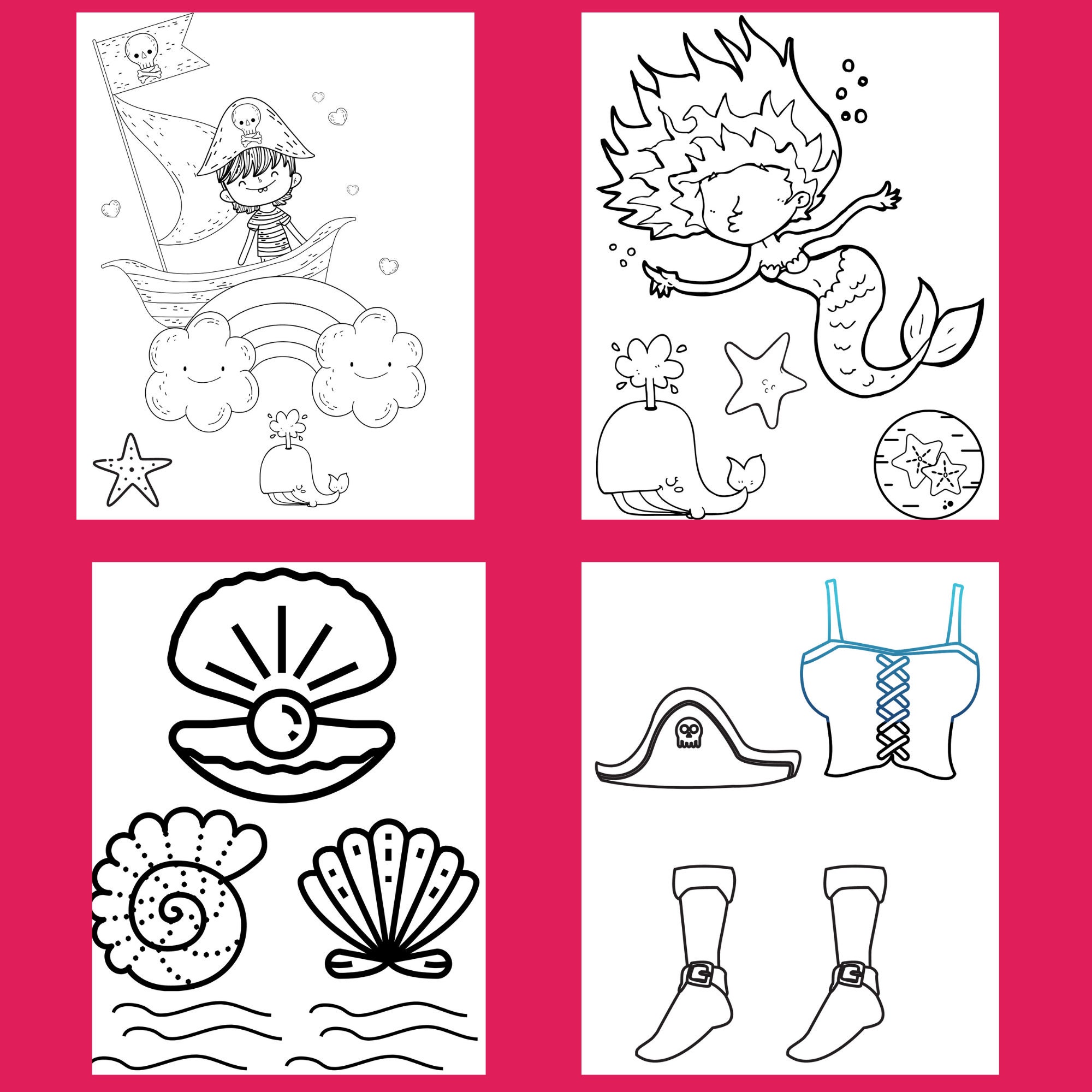 Pirate Princess Coloring Printable Pages Perfect for Kids - Etsy