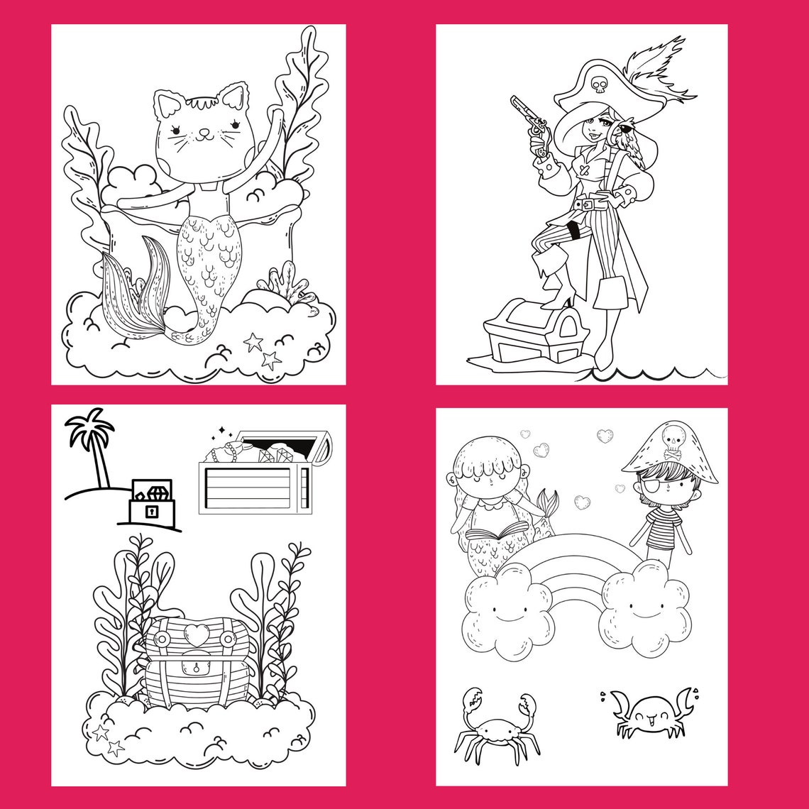 Pirate Princess Coloring Printable Pages Perfect for Kids - Etsy