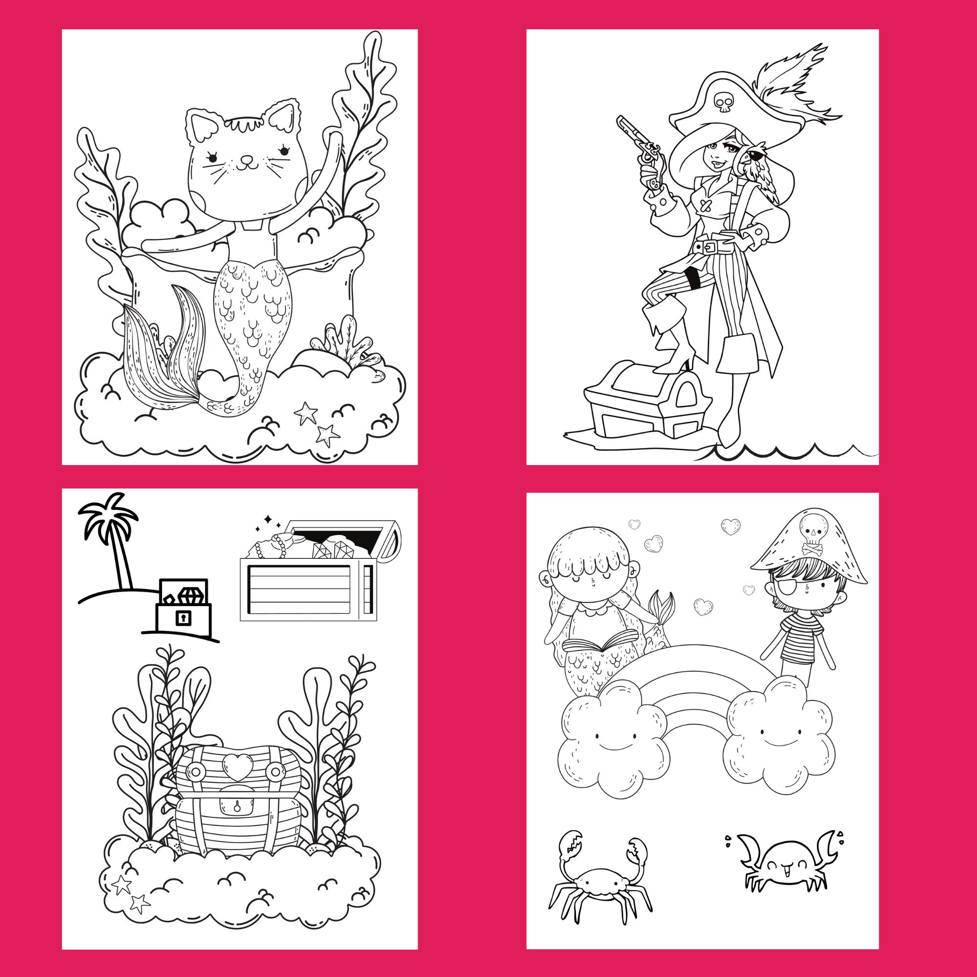 Pirate Princess Coloring Printable Pages Perfect for Kids - Etsy