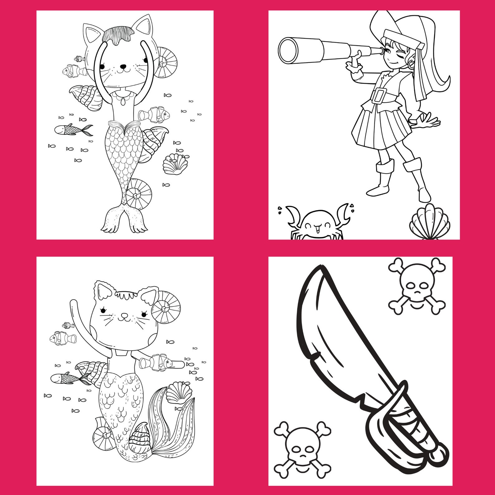 Pirate Princess Coloring Printable Pages Perfect for Kids - Etsy
