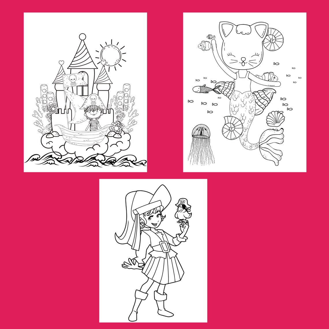 Pirate Princess Coloring Printable Pages Perfect for Kids - Etsy
