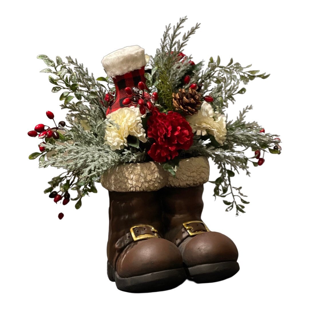 Boot Centerpiece Red Green Boots Centerpiece Flower - Etsy