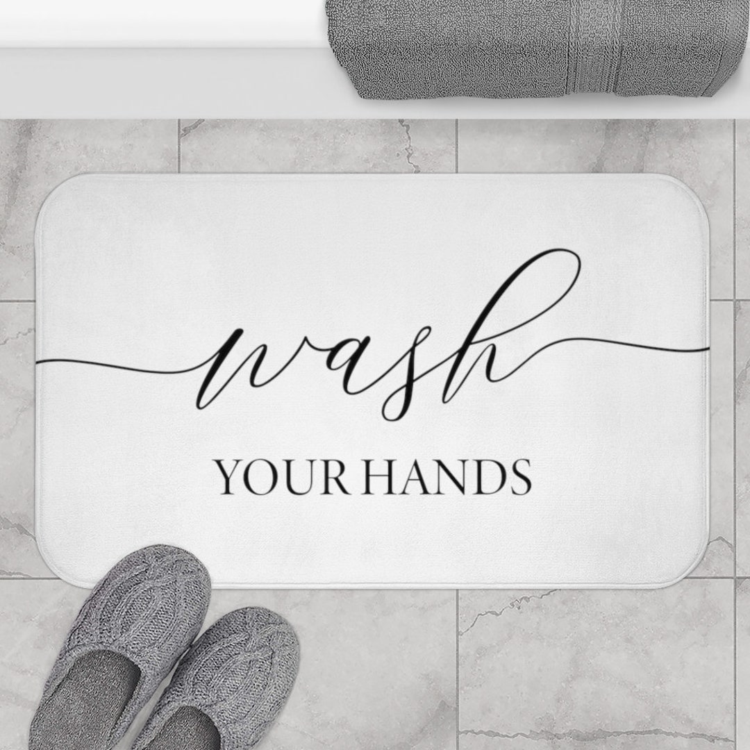 Wash Your Hands Bath Mat, Cute Bath Mat, Minimalist Bath Mat, Bathroom ...