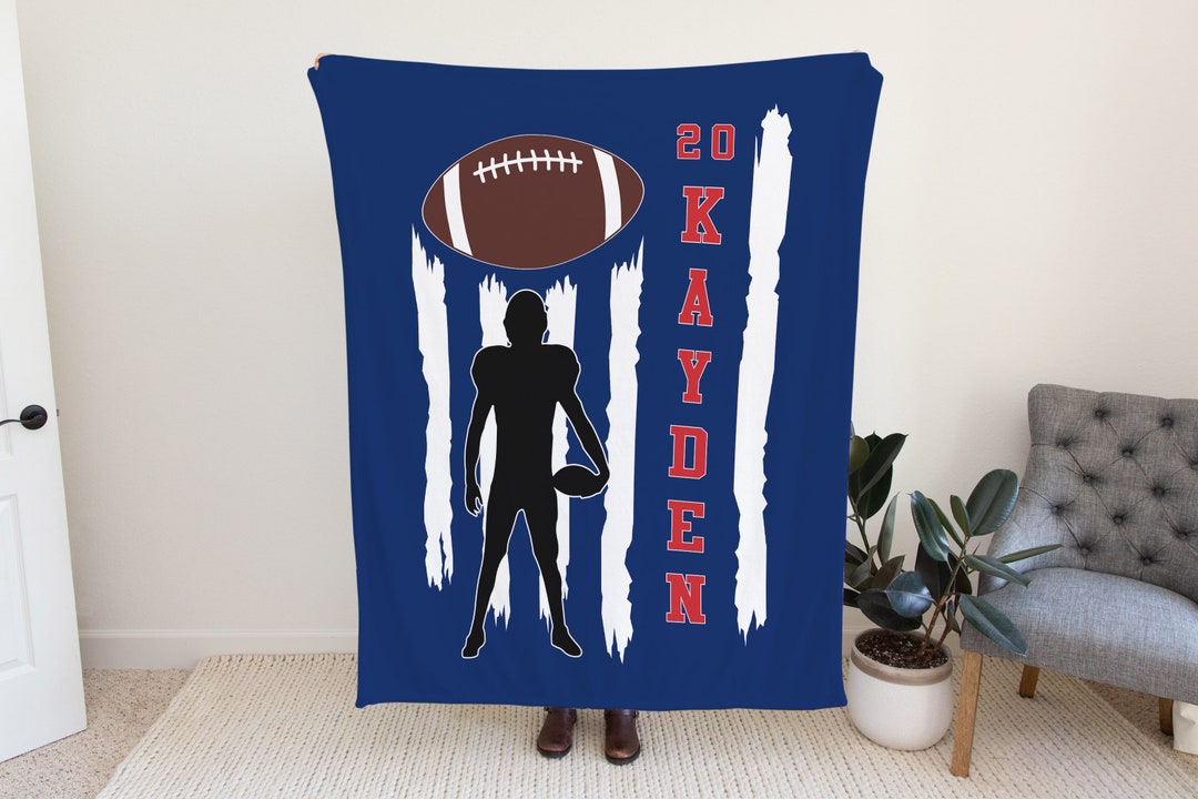 Football Blanket Personalized, Football Gift for Boys, Football Flag ...