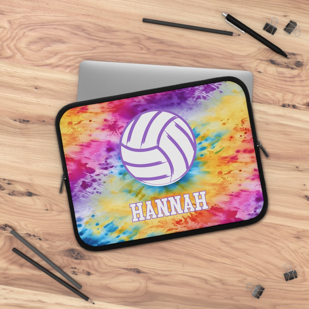 Personalized Tie Dye Volleyball Laptop Sleeve, Custom Volleyball Laptop ...
