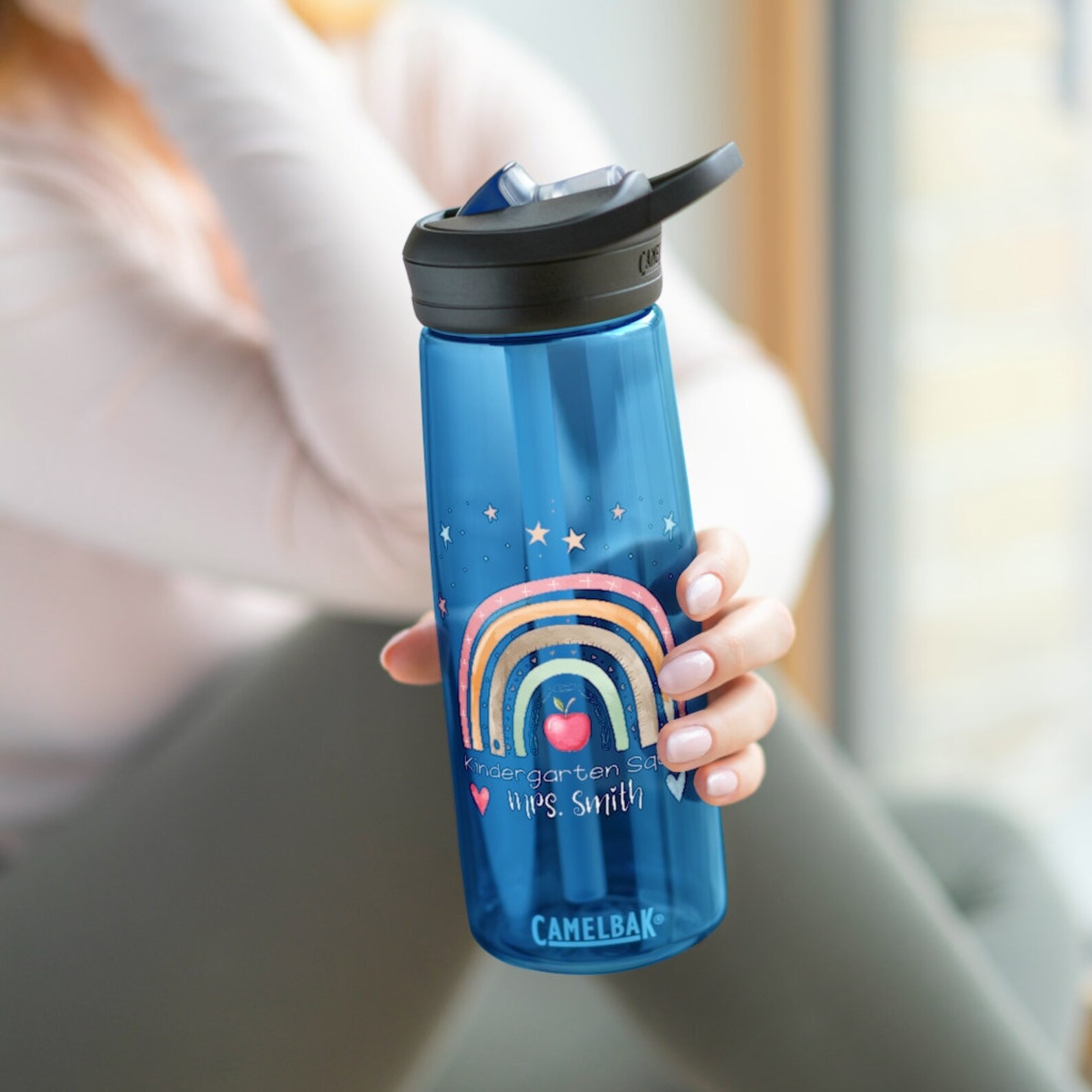 Teacher Water Bottle Boho Rainbow Bottle Teacher Gift - Etsy