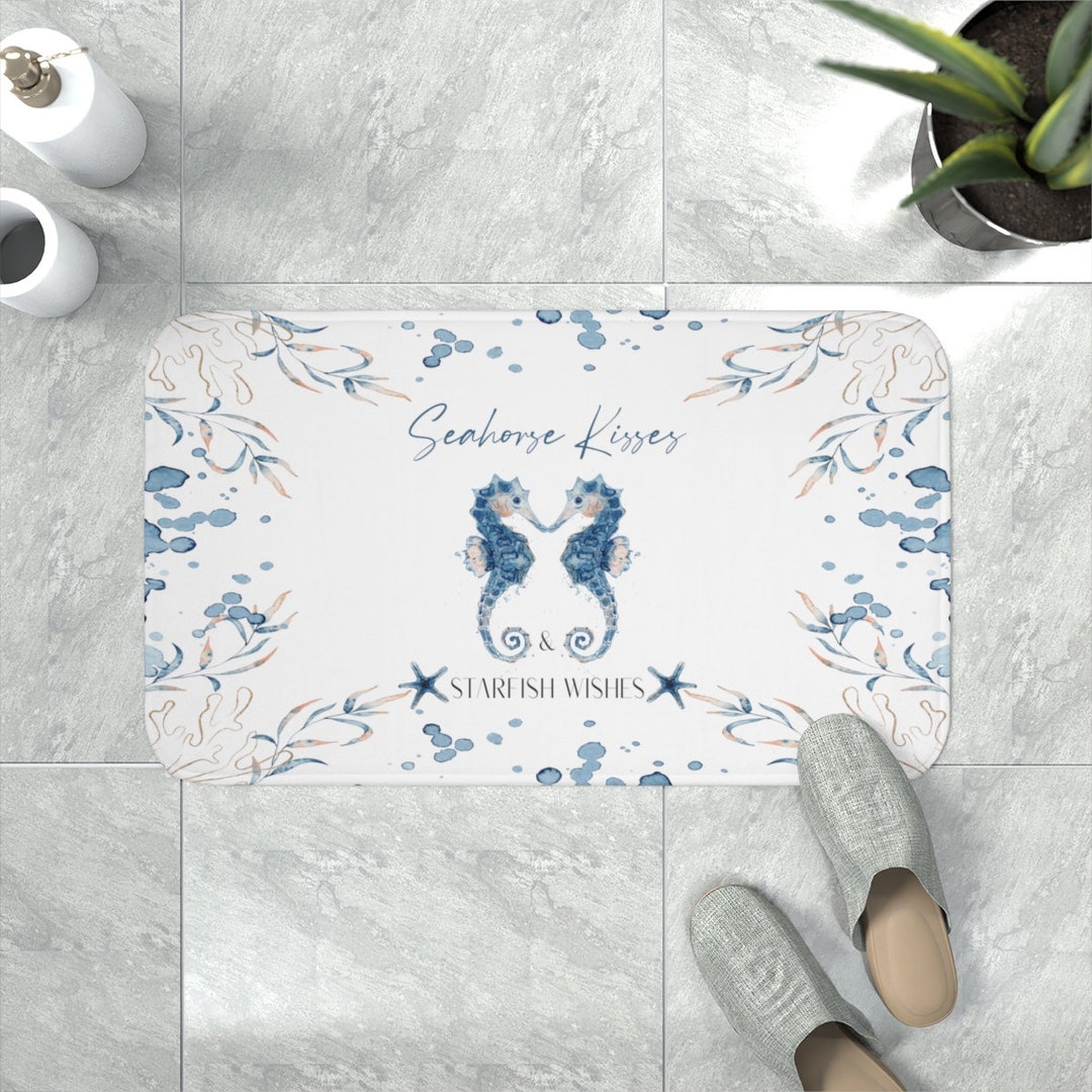 Coastal Bath Mat, Beach Bath Mat, Cute Bath Mat, Starfish Bath Mat ...