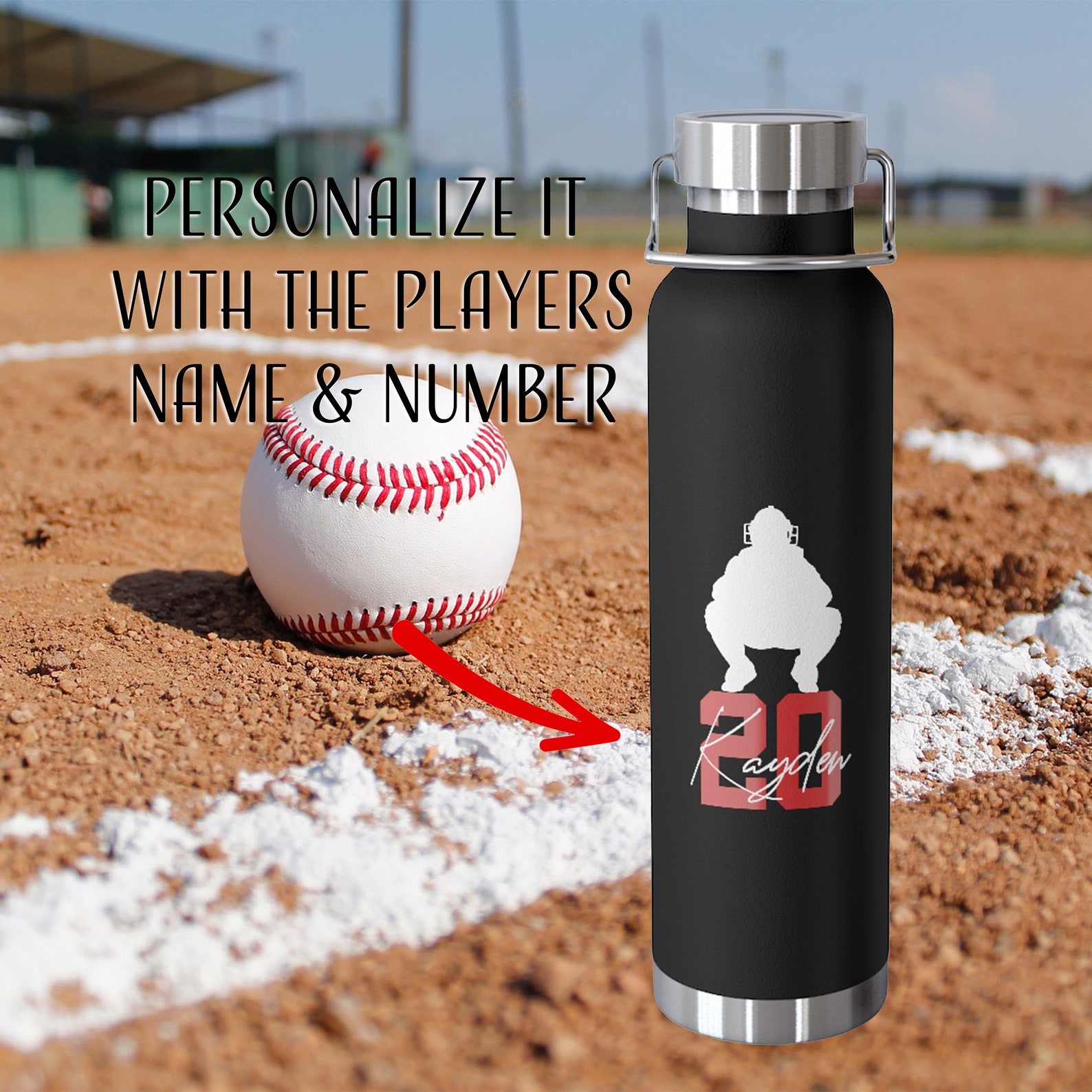 Baseball Water Bottle, Personalized Baseball Gift for Boys, Team Gifts ...