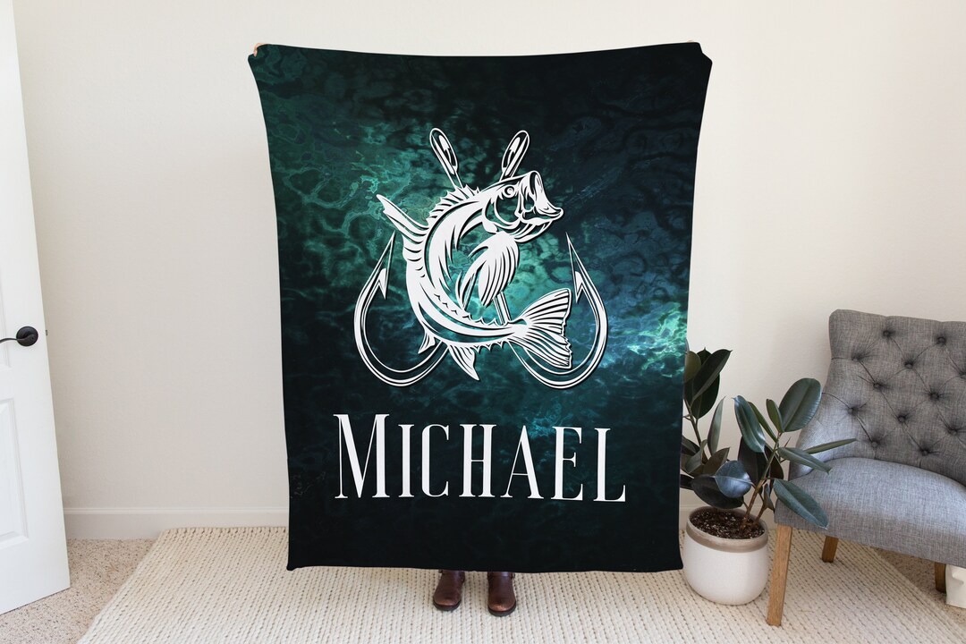 Fishing Blanket Personalized, Fishing Gifts for Him, Custom Fisherman ...