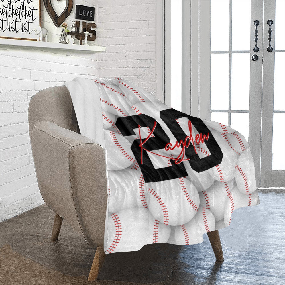 Baseball Blanket Personalized, Baseball Gift for Boys, Custom Sports ...