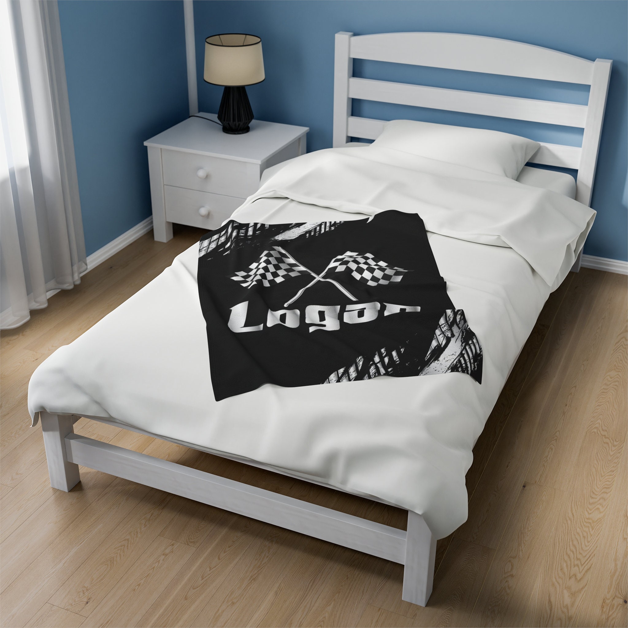 Personalized Racing Blanket, Custom Name Checkered Flag Blanket ...