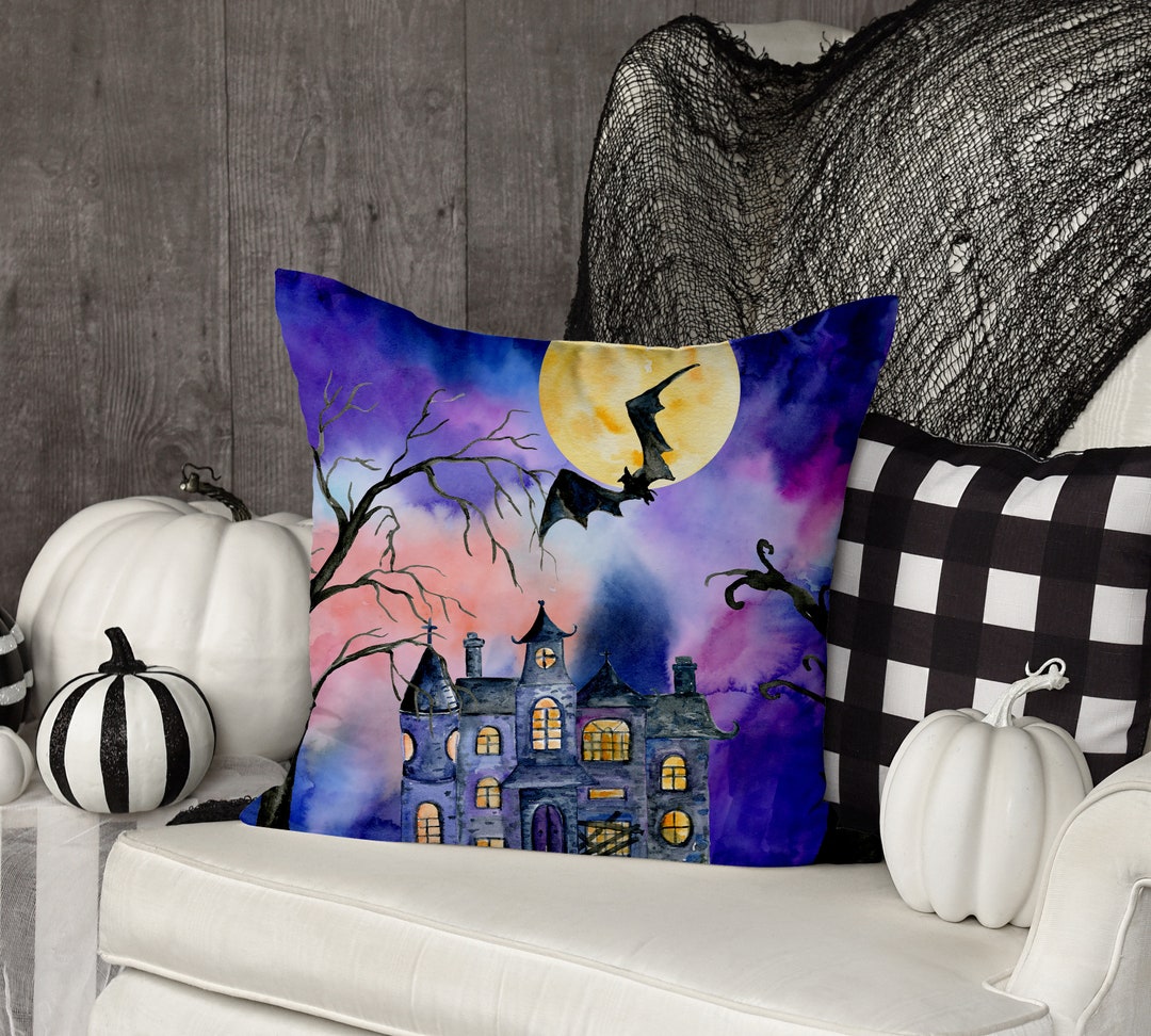 Halloween Pillow Cover, Haunted House Pillow, Spooky Pillow Cover ...