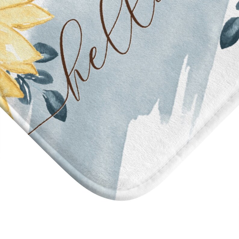 Hello Fall Bath Mat Fall Decor Bath Rug Floral Bath Mat - Etsy