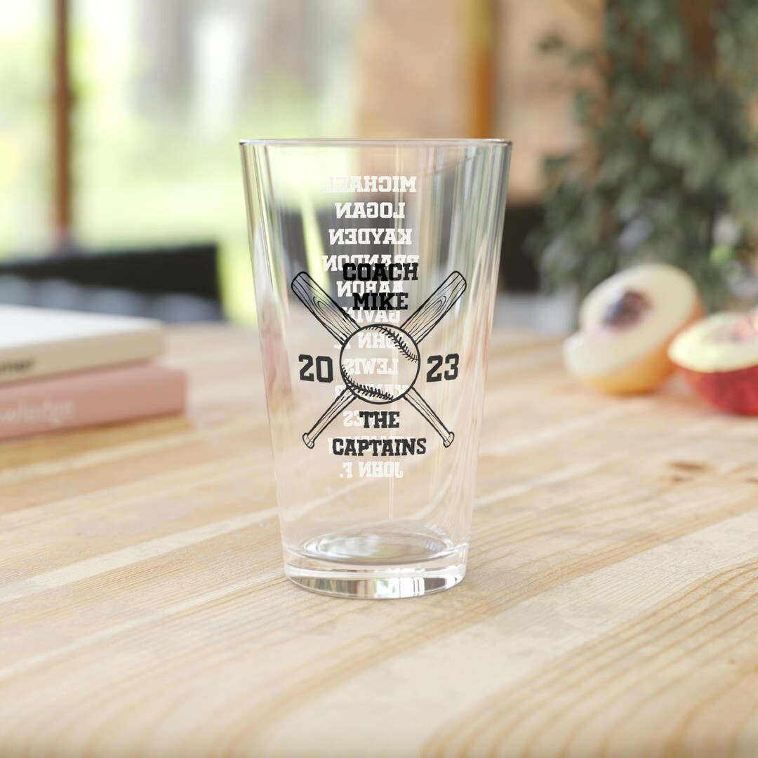 Personalized Baseball Coach Gift From Team, Custom Pint Glass, Sports ...