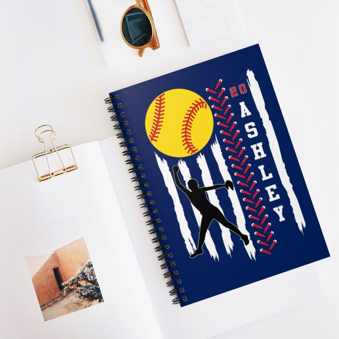 Softball Notebook, Personalized Notebook for Kids, Softball Gift for ...