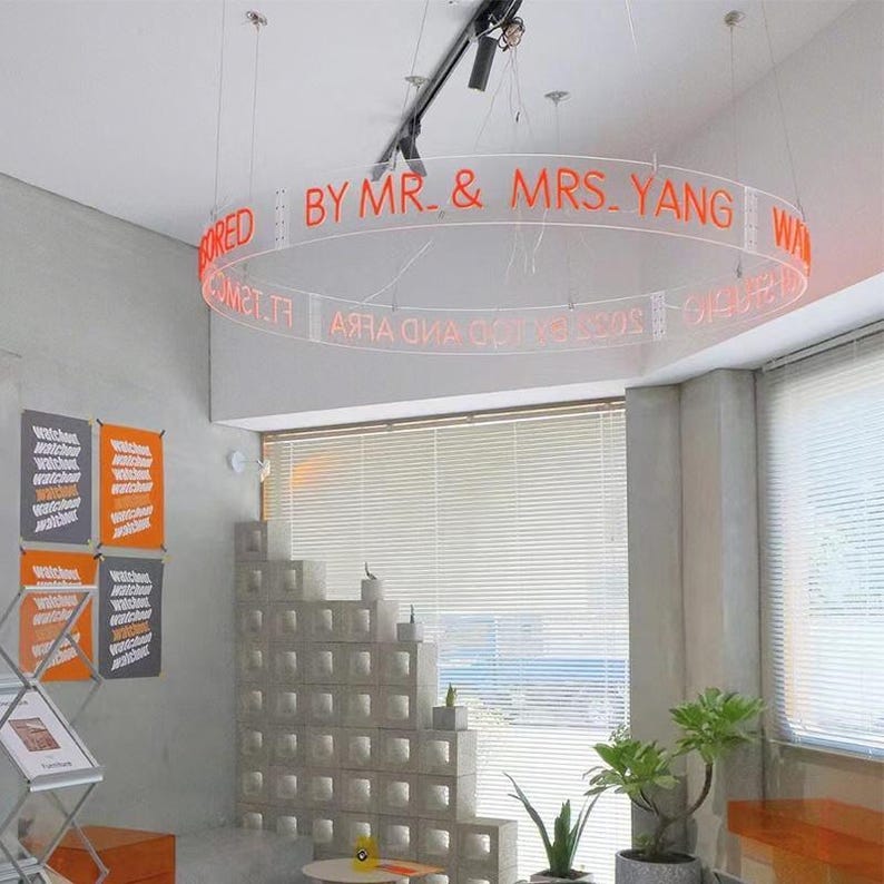 LED Light Ring Sculpture – Ceiling-mounted Neon Chandelier for Art ...