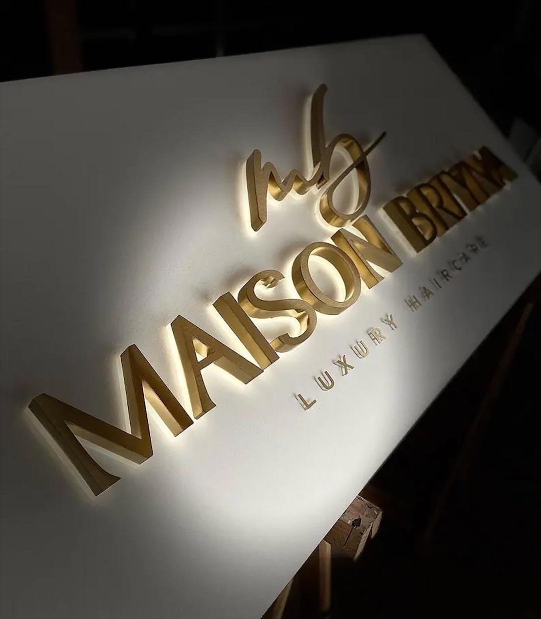 Custom Gold Chrome Face Backlit Channel Letter - Illuminated Business ...