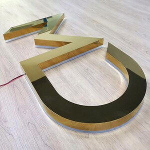 Gold Chrome Face Backlit Channel Letter Sign - Illuminated Custom ...