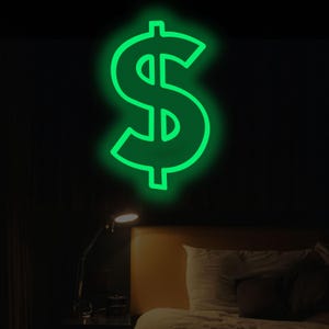 Dollar Sign Neon LED Sign Custom Light up Wall Art Modern Money Symbol ...