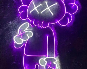 Kaws Neon LED Wall Art Sign - Etsy
