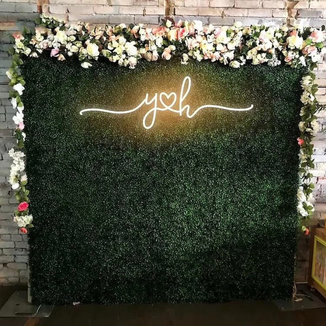 Cursive Initial Heart Neon LED Sign Custom Wedding Decor Personalized ...