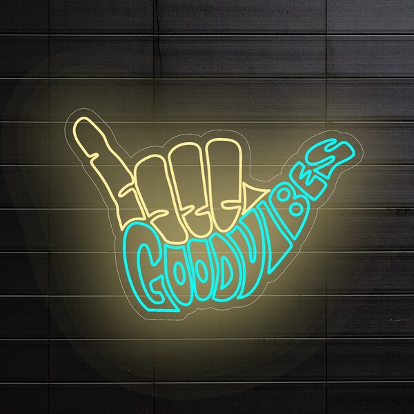 Good Vibes Shaka Neon Sign - Etsy